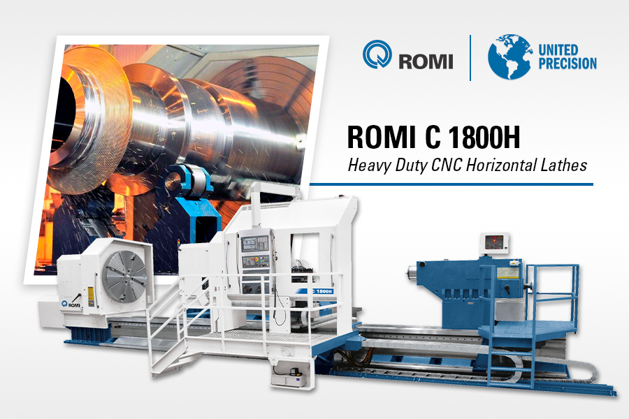 Romi’s C 1800H is part of the company’s C series heavy-duty flatbed CNC ...